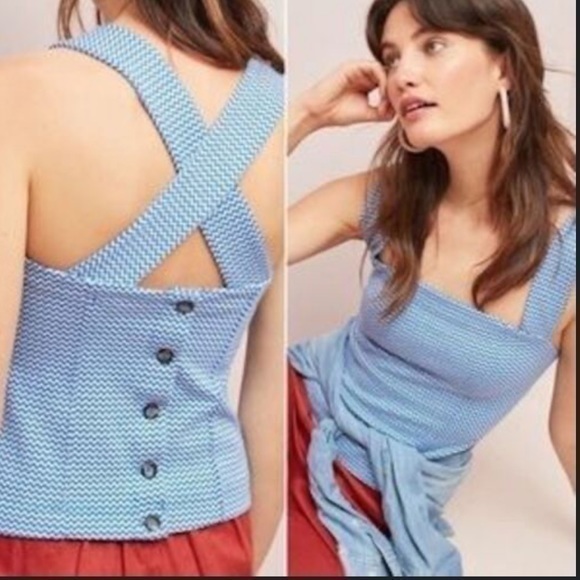 Maeve | Tops | Maeve Stratton Chevron Criss Cross Button Back Tank ...